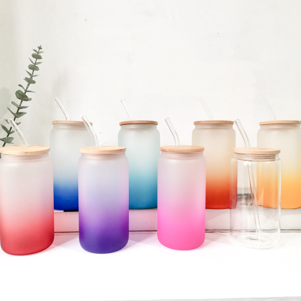 AESTHETIC Soda glass Beer mug shape glass Gradient/ Ombre/ Transparent ...