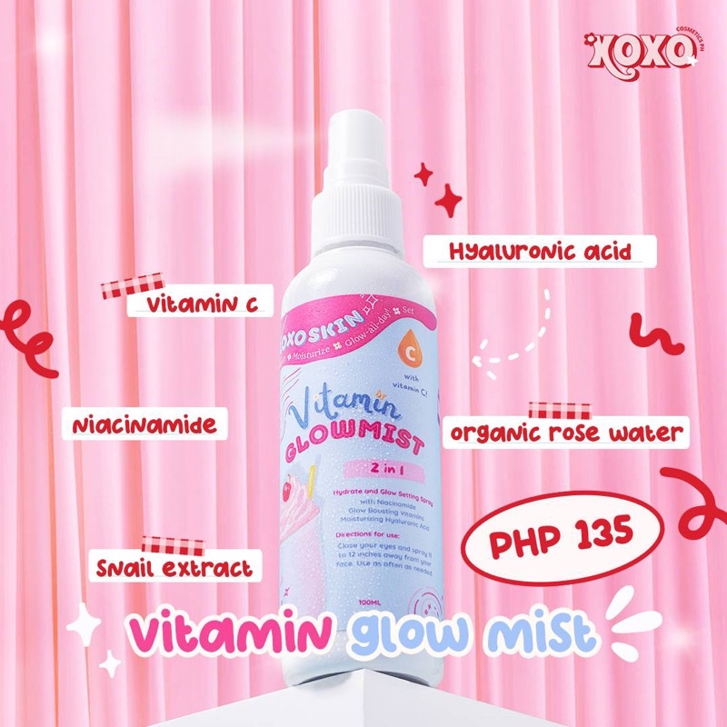 XOXO Cosmetics Vitamin Glow Mist 2 in 1 Hydrate and Glow Setting Spray ...