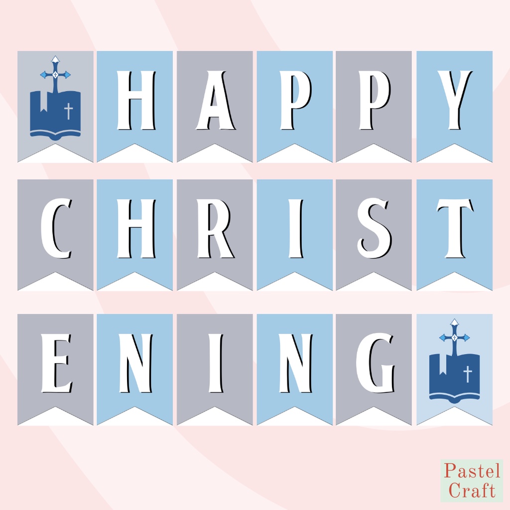 Blue and Gray Christening Customized Banner (Message us before you ...