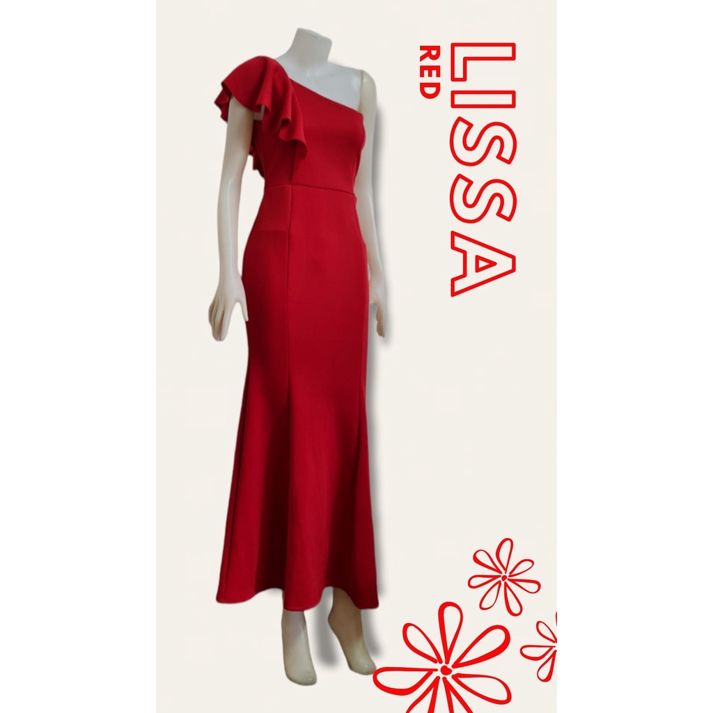 LISSA - One Shoulder Ladies Gown Wedding Bridal Ninang Sponsor Debut Women’s Maxi Long Dress ...
