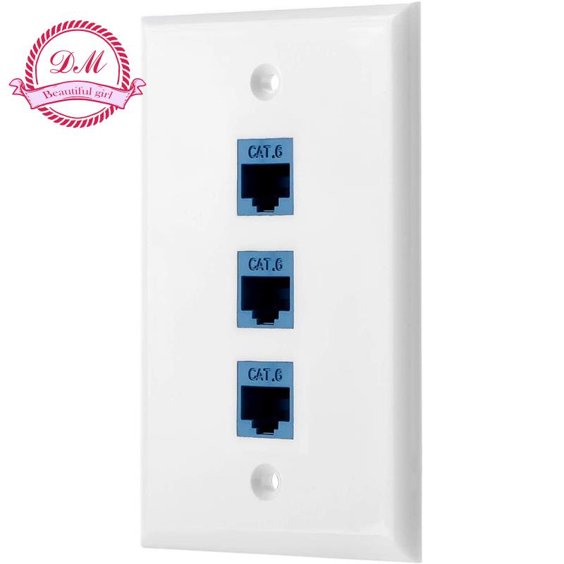 1Pack 3-Port Ethernet Wall Plate, RJ45 Wall Plate with RJ45 Keystone ...