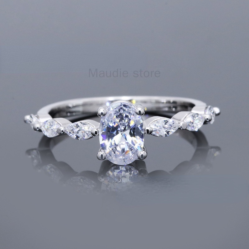 Real Moissanite Diamond Wedding Ring Genuine Oval Cut 1 Carat Real ...