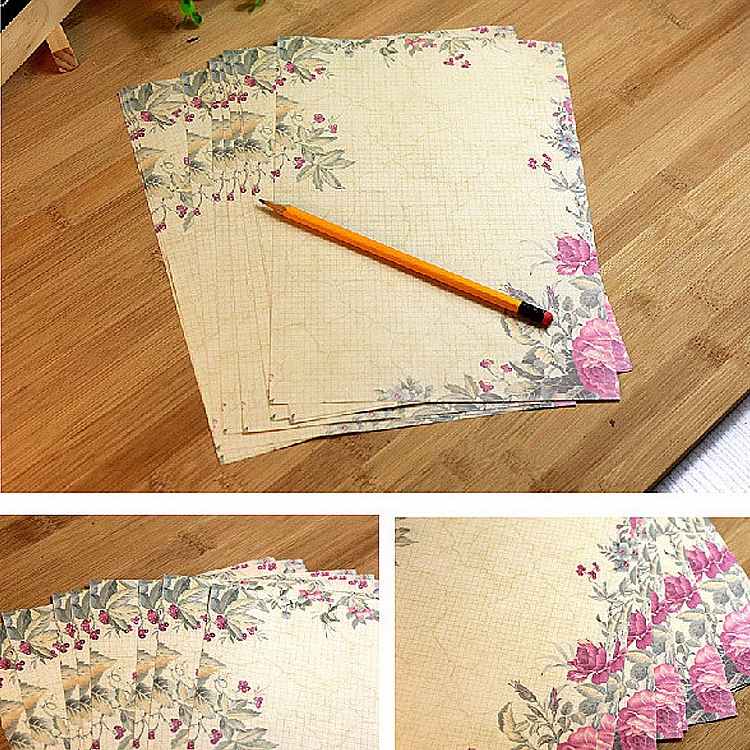 10Pcs Vintage Stationery Floral Writting Paper Matching Sets For ...