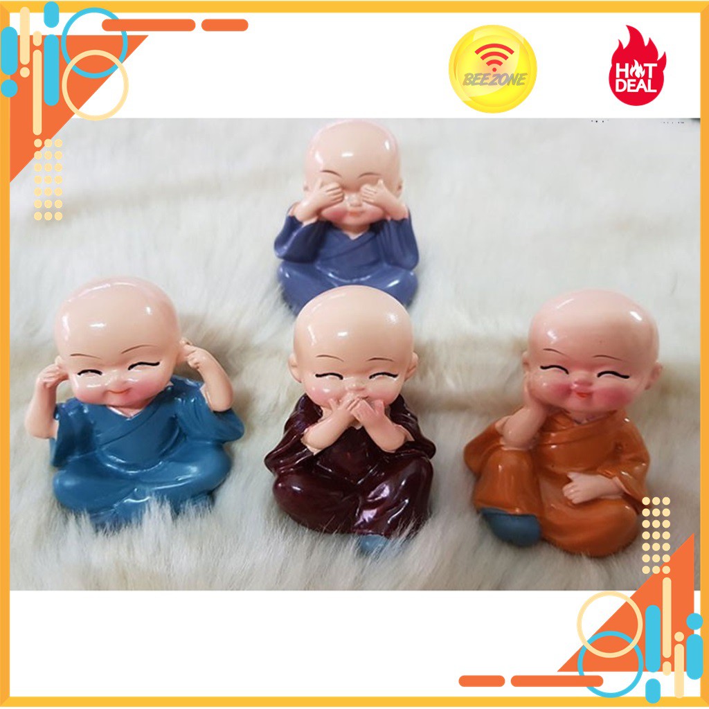 Little monk statue Set of 4 funny colorful monks to decorate miniature ...
