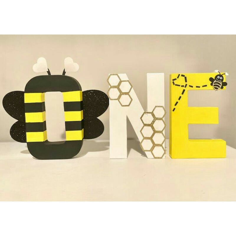BEE theme letter standee 6 inches painted price is per letters | Shopee ...