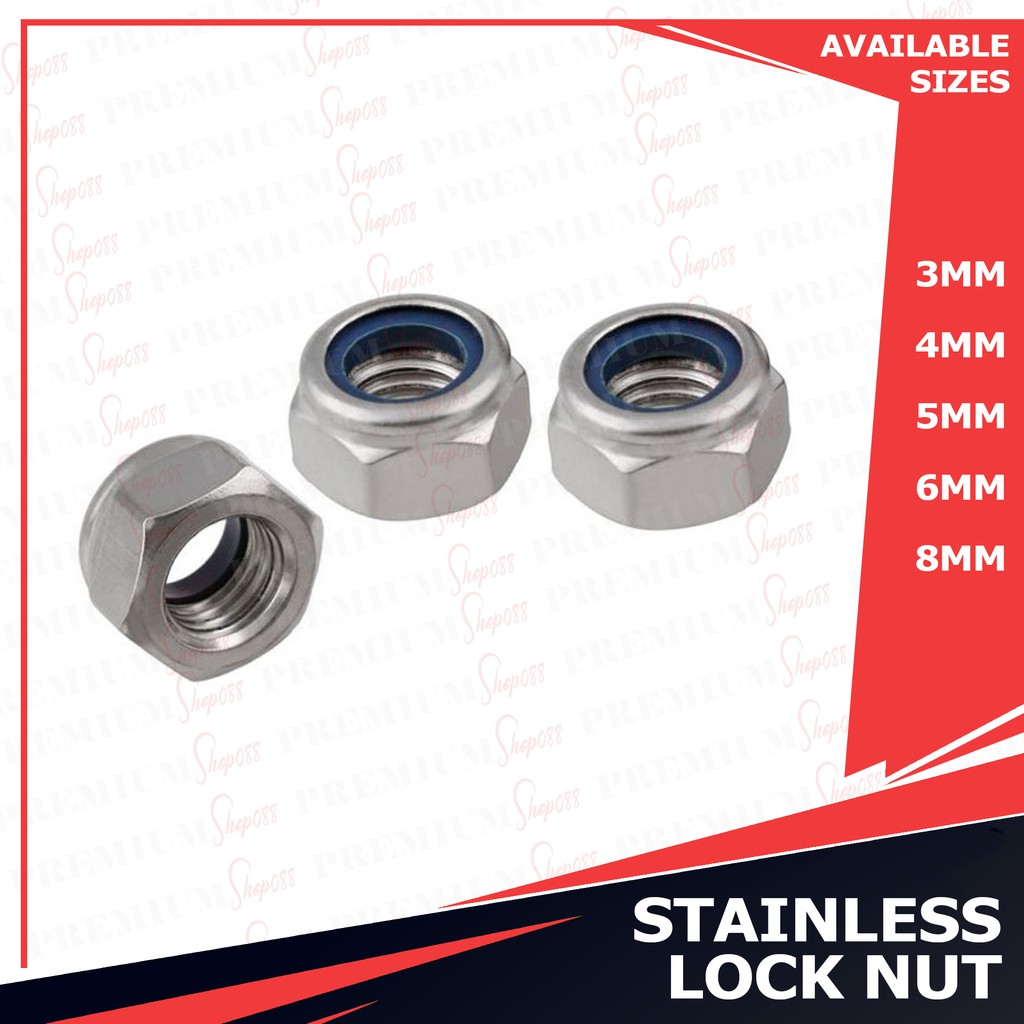 5/10pcs M3 M4 M5 M6 M8 Stainless Lock Nut 3MM 4MM 5MM 6MM 8MM SS ...