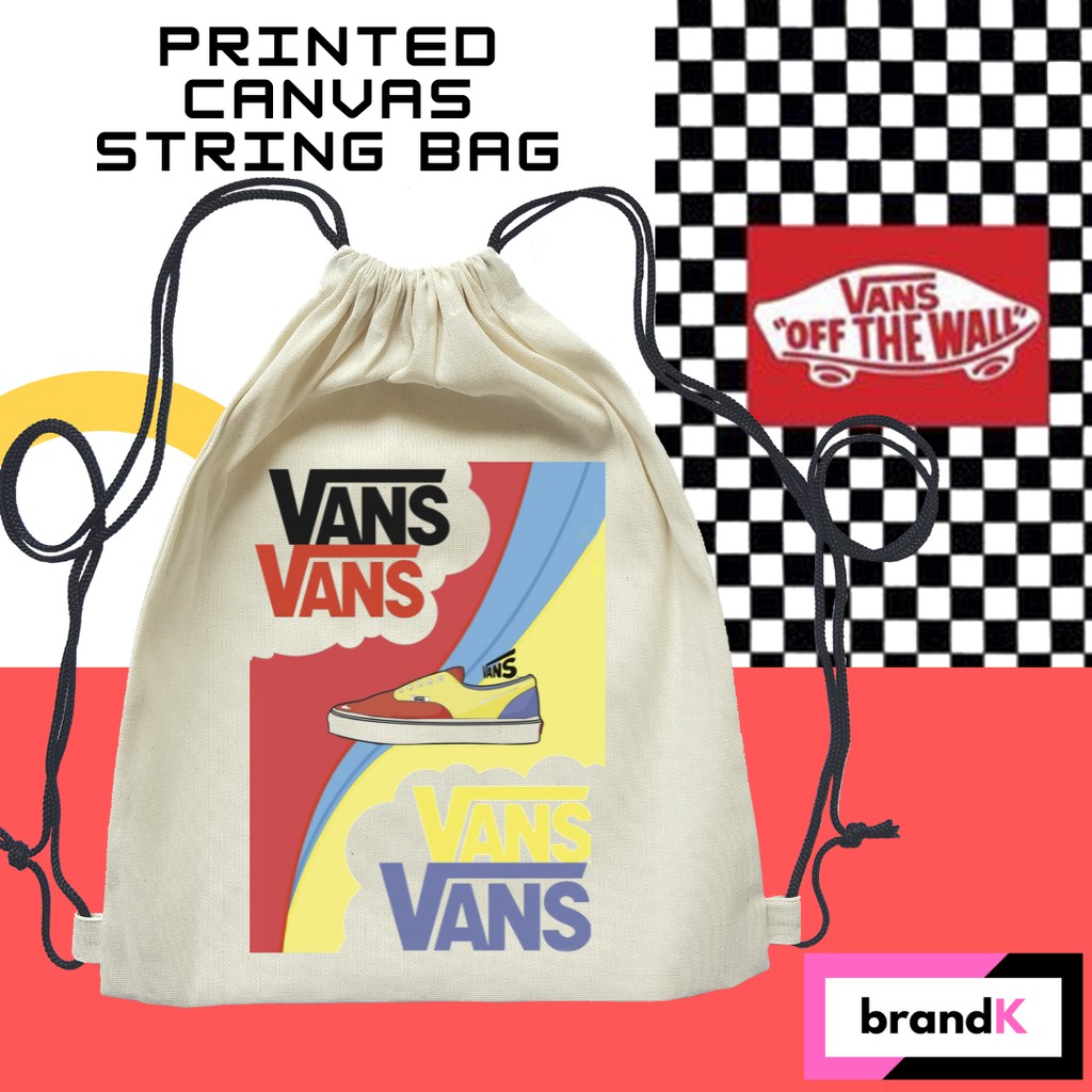 High Quality Canvas String Printed Bag Vans Inspired Prints | Shopee ...