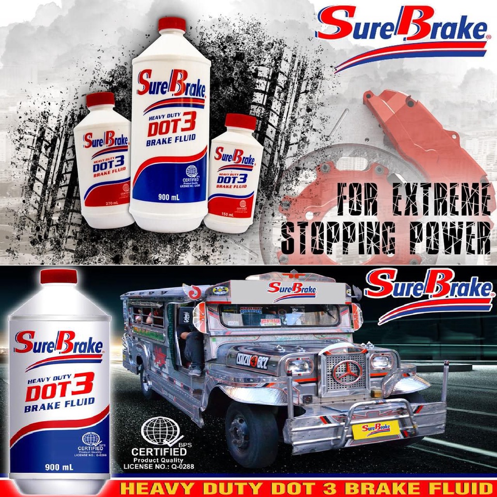 Car and Motorcycle Sure Brake Fluid DOT3 Heavy Duty Dot-3 Break Fluid ...