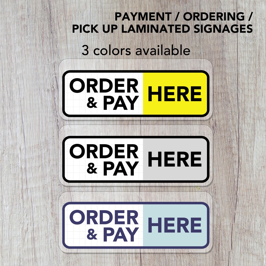 Cashier Signs (Set A) / Payment / Order / Pick Up Sign / Signage / Sign ...