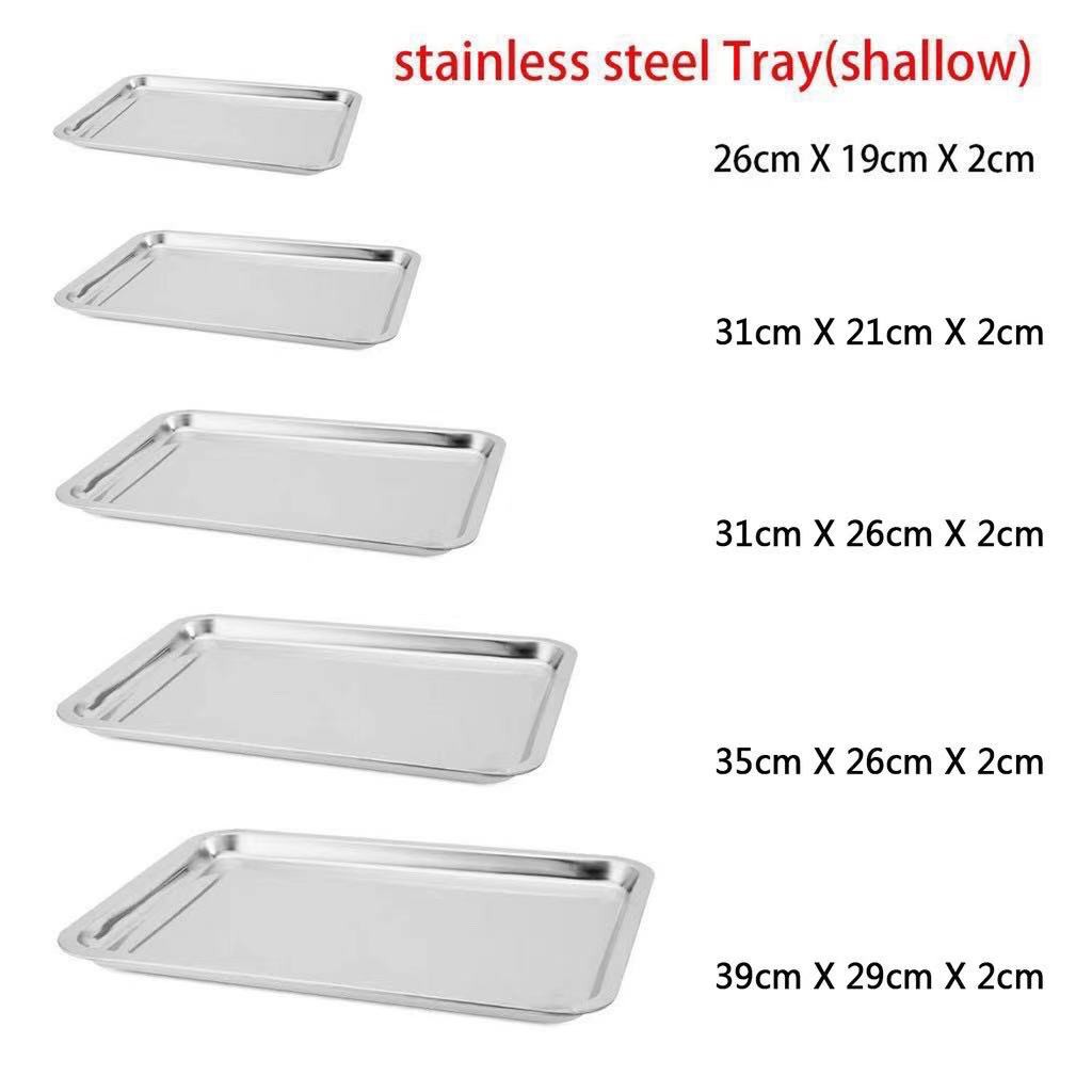 Rectangular stainless steel tray, dinner plate(shallow) | Shopee ...