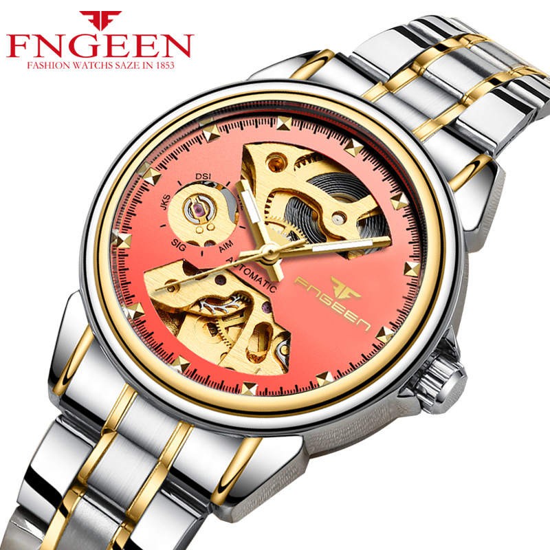 FNGEEN Women Mechanical Automatic Wristwatch Clock Stainless Steel ...