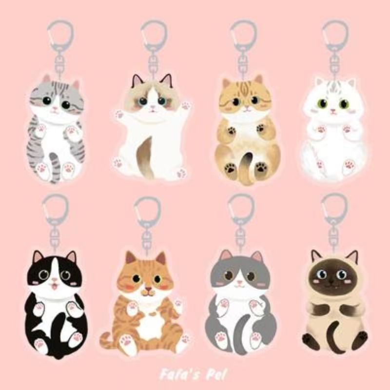 Cute Cat Keychain Cat Charm Key Ring Cute Pet Dog Acrylic Clear Cartoon ...