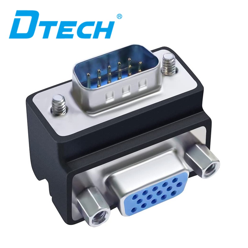 DTECH 90 Degree VGA Right Angle Adapter 15 Pin Male to Female Extension ...