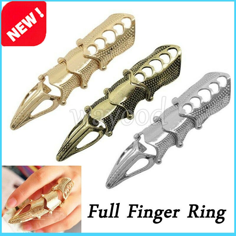 Fashion Punk Rock Goth Knuckle Armour Joint Full Finger Ring Claw Tip ...