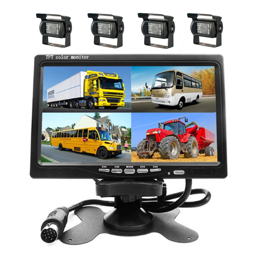 &7 inch 4 Split Screen Car Headrest monitor 4 video inputs Use for ...