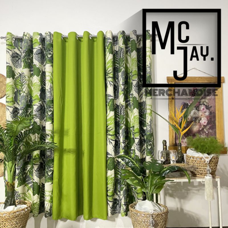 MCJAY - 3in1 Green Forest Leaves Ring Curtain Set (6ft/7ft) - Sold per ...