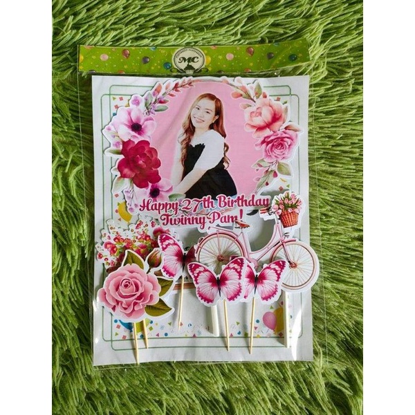 Floral Pink Customize Cake Topper (actual picture) | Shopee Philippines
