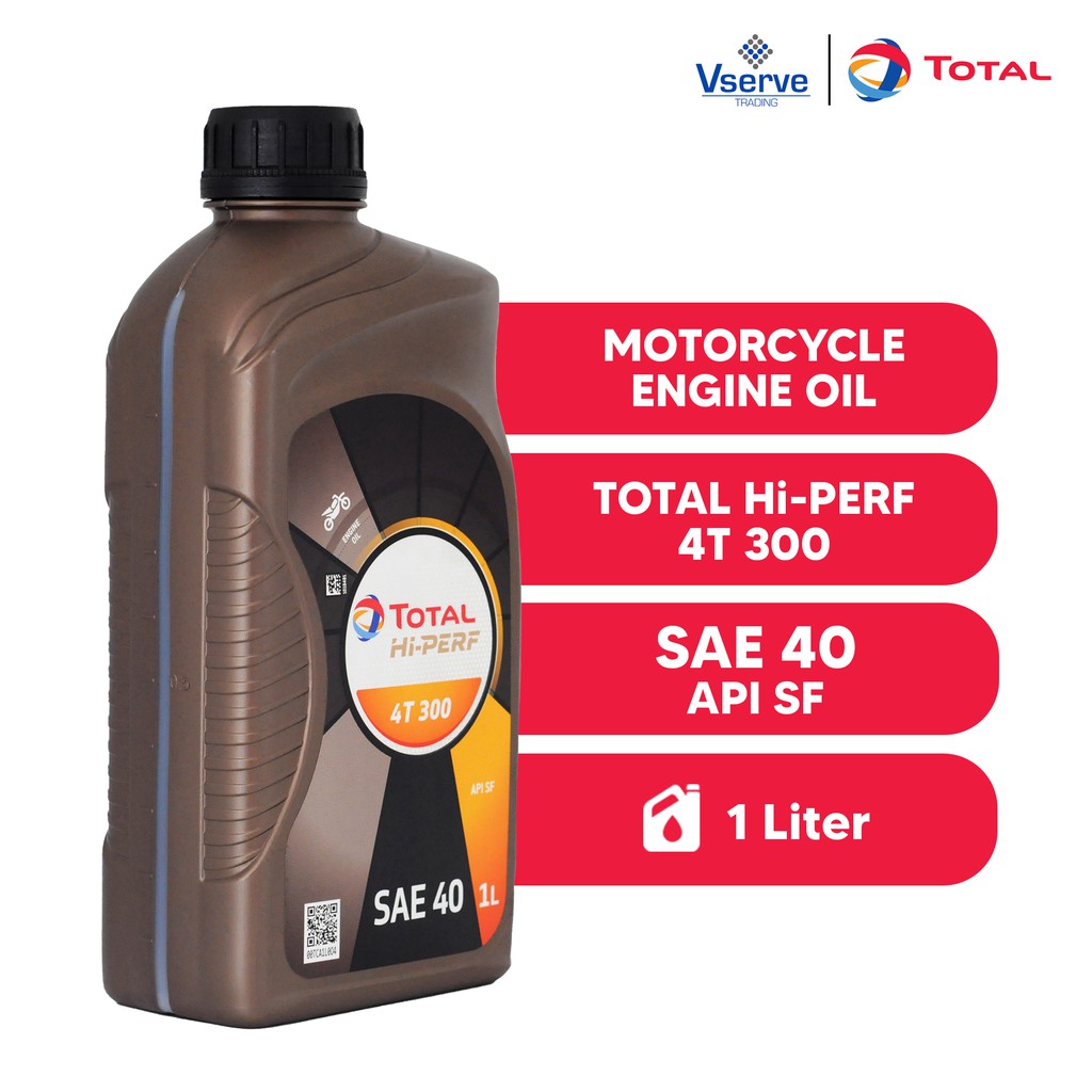 Total Hi-Perf 4T 300 SAE 40 1 Liter Mineral Engine Oil for Motorcycle 4 ...