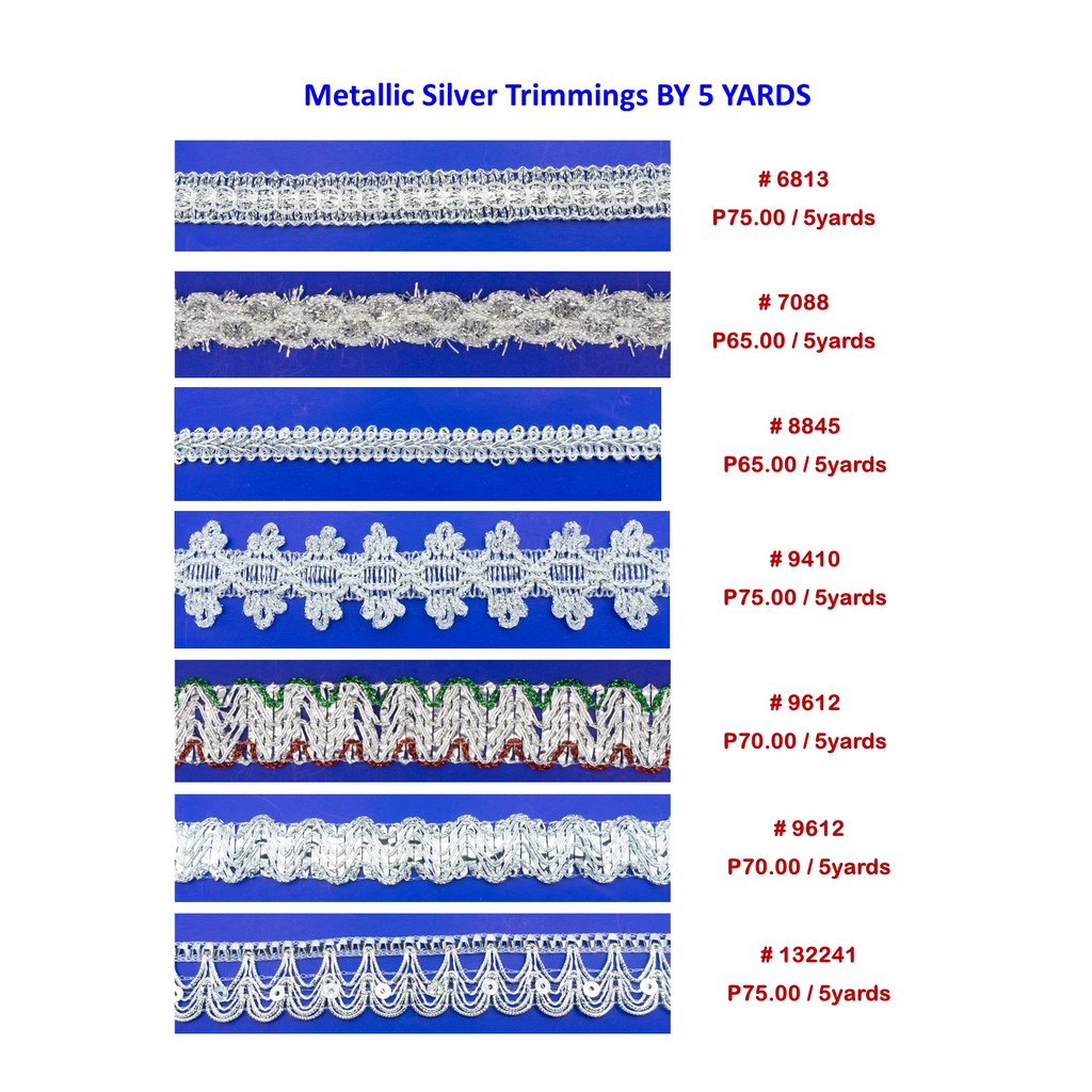 Metallic Silver Trimmings (BY 5 YARDS) Part 1 | Shopee Philippines