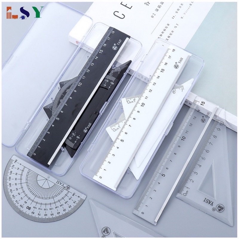 4 in 1 set Japan simplistic design Triangles and Protractor ruler 15cm ...