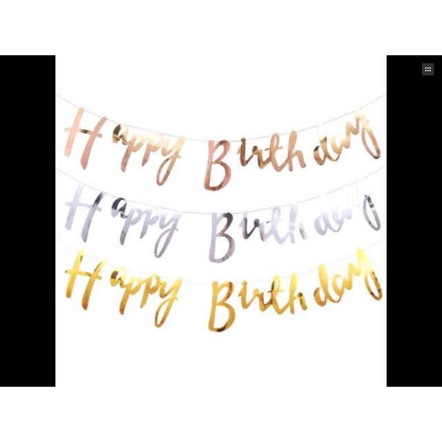 Happy Birthday Banner Gold Silver Rosegold 3 Colors HBD Banner | Shopee ...