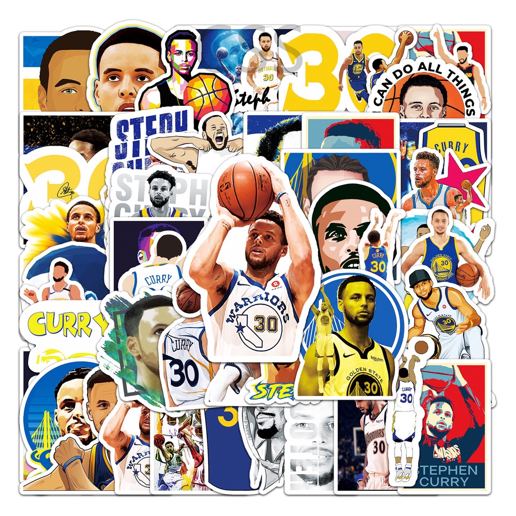 CSS.50Pcs/Set NBA Basketball Star Stephen Curry Suitcase Laptop Skateboard Waterproof Sticker ...