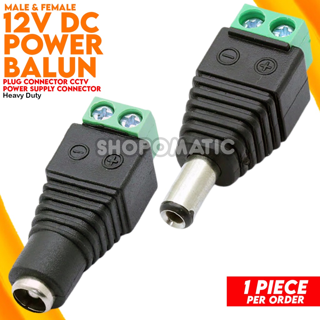 🟧 12V DC Male & Female Power Balun Plug Connector per pc 🟧 | Shopee ...