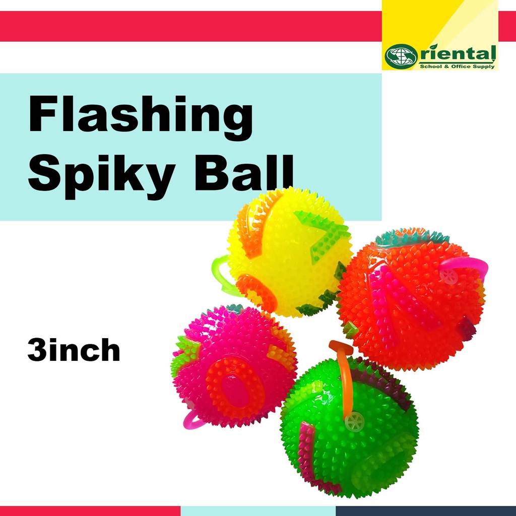 Spiky Flashing Bouncing Balls with LED Lights - 3 in. Squishy Ball Toy ...