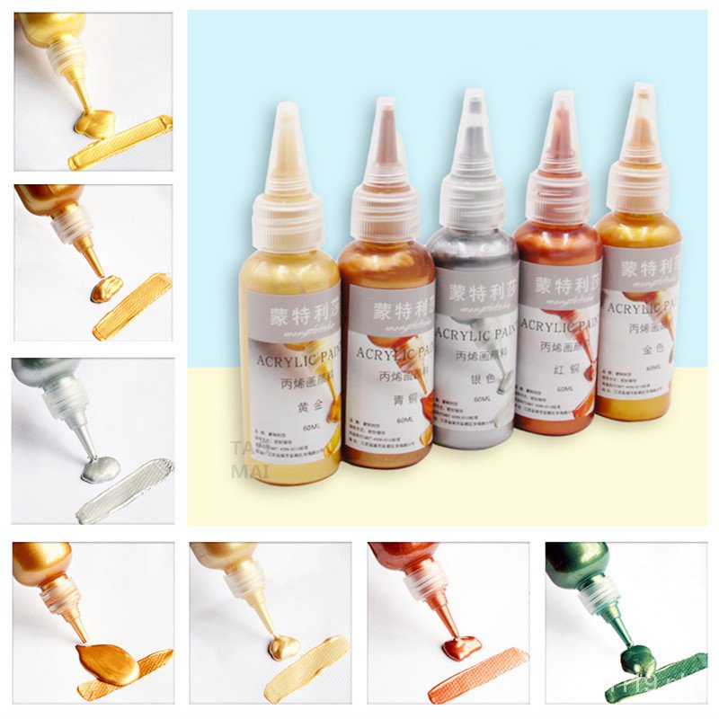 60ml metal acrylic gold | silver | bronze | copper color paint gold ...