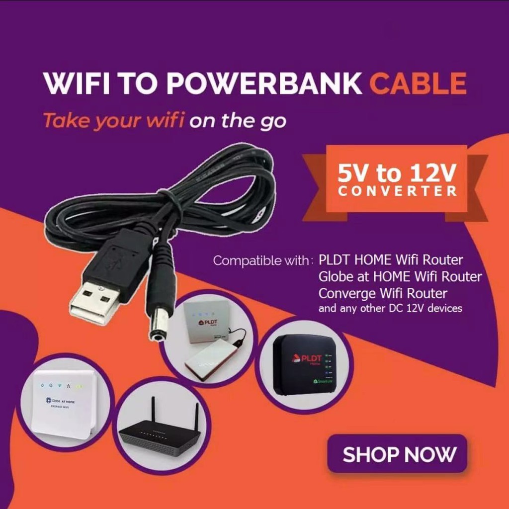 imax WiFi to Powerbank Cable for Pldt Home WiFi ( 5v to 12v step-up ...