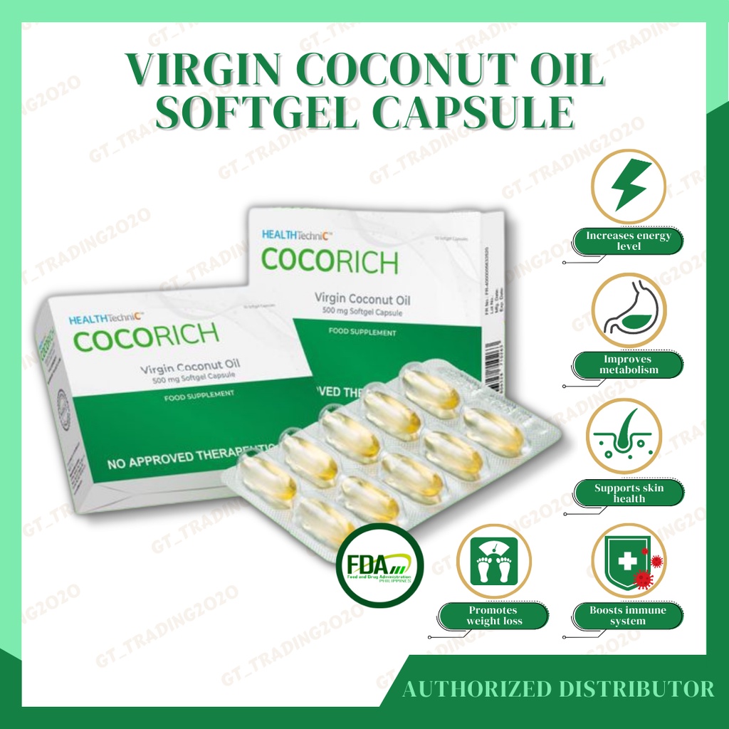 Cocorich Virgin Coconut Oil I 30 VCO Softgel Capsules | Shopee Philippines