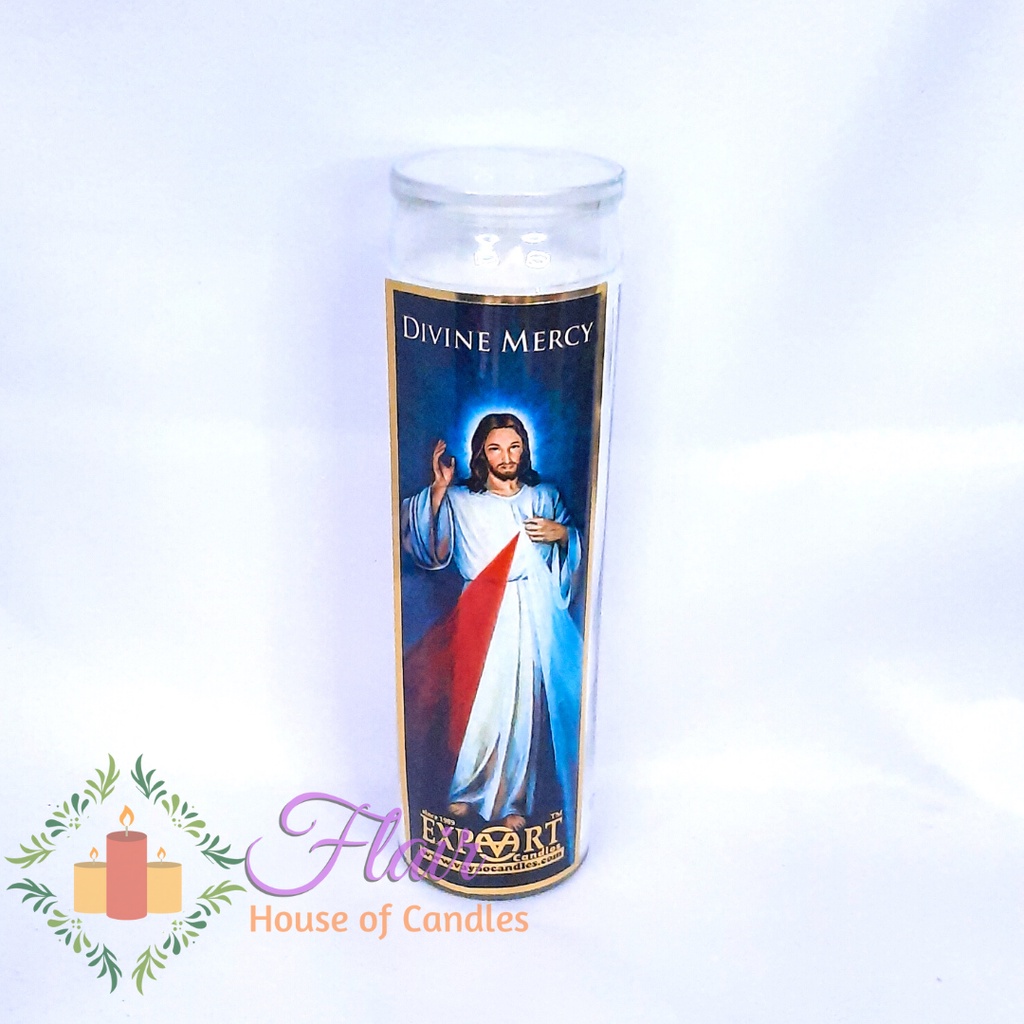 Flair Divine Mercy Long Glass Candle Smokeless Altar Prayer Candle ...