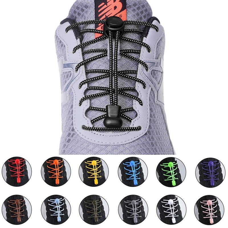 1Pair 19 colors Sneaker ShoeLaces Elastic No Tie Shoe Laces Stretching ...