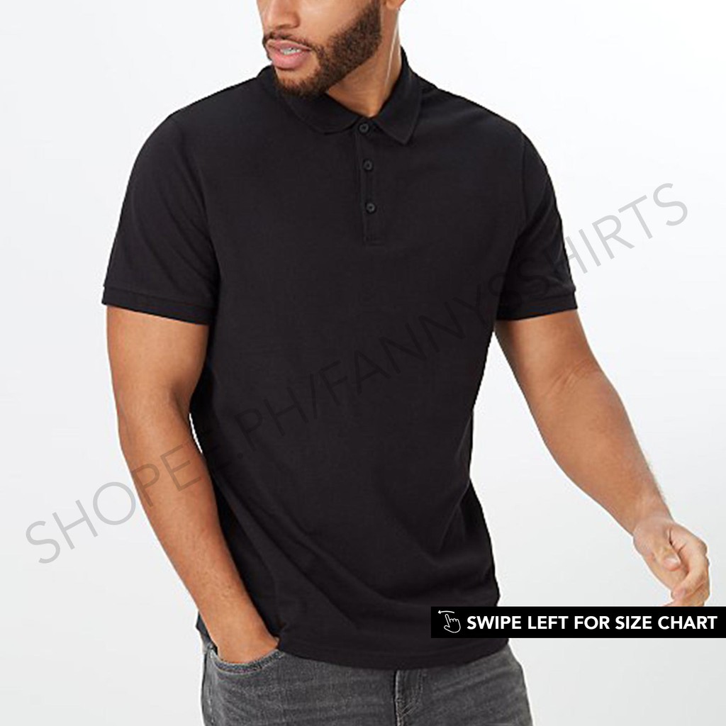 Unisex Plain Polo Shirt | Softex Whistler | Honeycomb | BLACK | Shopee ...