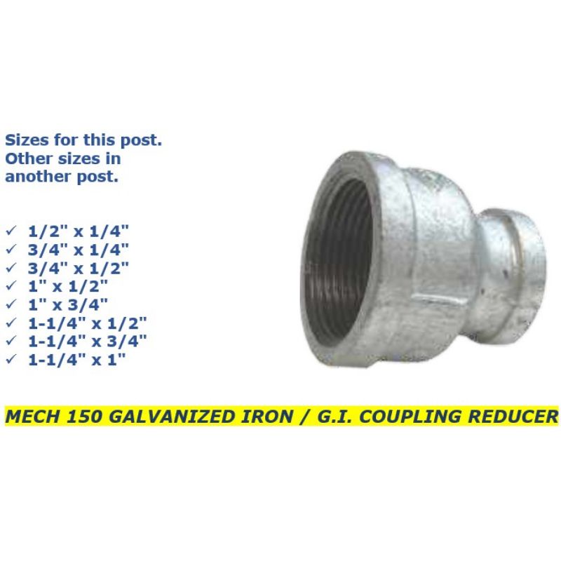 G.I. Galvanized Iron Coupling Reducer (see option for sizes) | Shopee ...