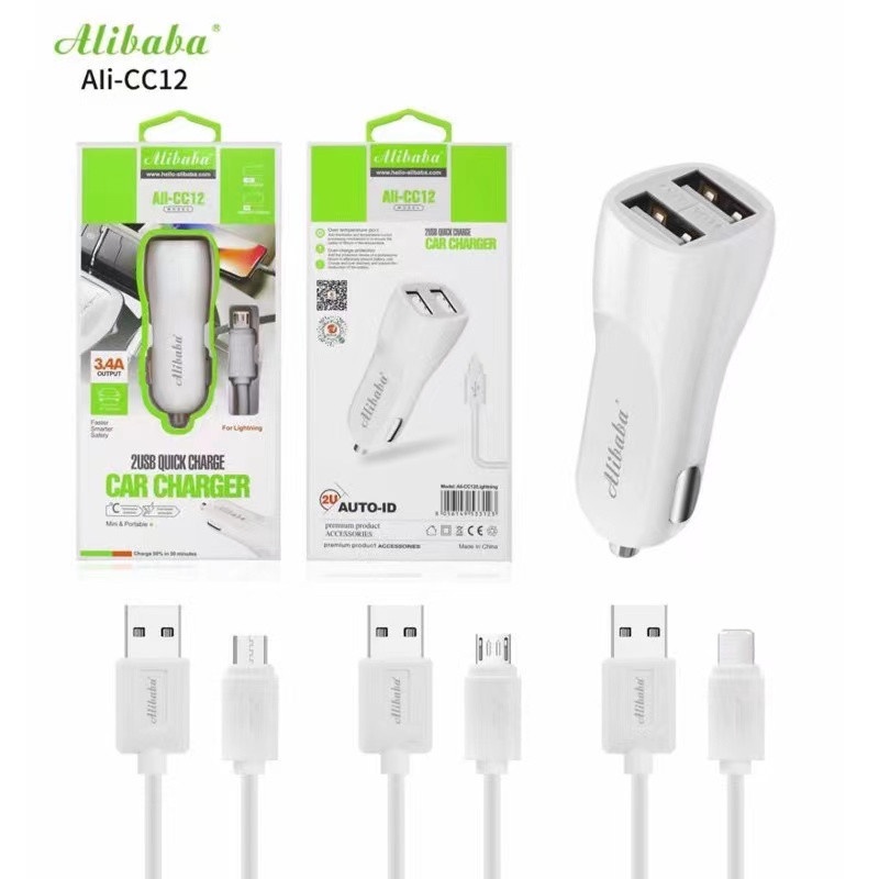 Alibaba Ali CC12 3.4 A 2USB Android usb-i type c CAR CHARGER | Shopee ...