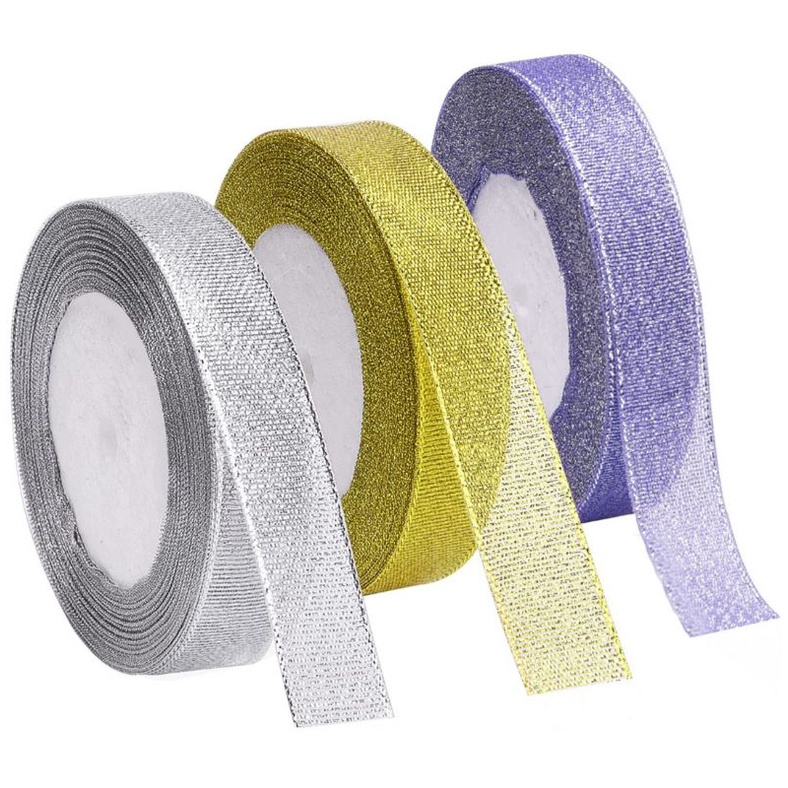 Metallic Glitter Ribbon for Gift Wrapping Birthday Holiday Wedding ...