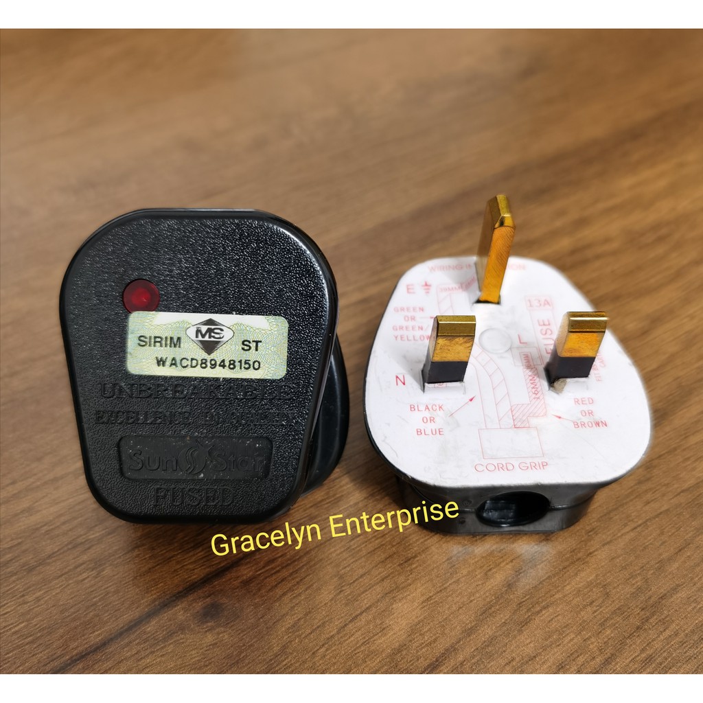 Sunstar 13A 3 Pin Plug Top With Neon Light (SIRIM) | Shopee Philippines
