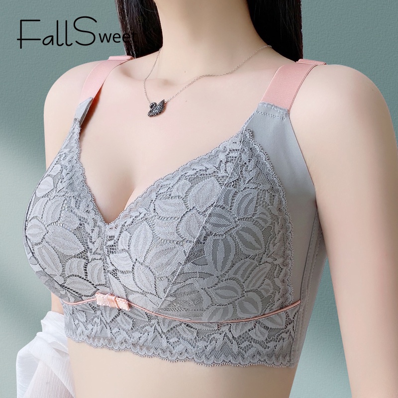 Fallsweet Womens Plus Size Bra Minimizer Underwear Wireless Sexy Lace