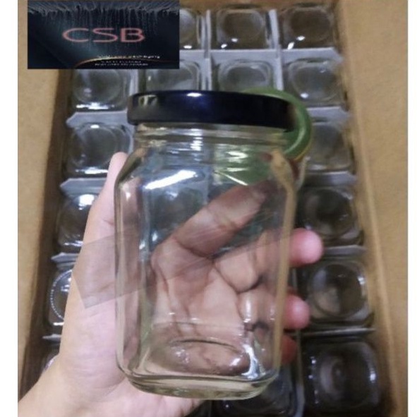 M7438 Square Glass Jar 250 ml With Cap And Seal Spice Jar | Shopee ...