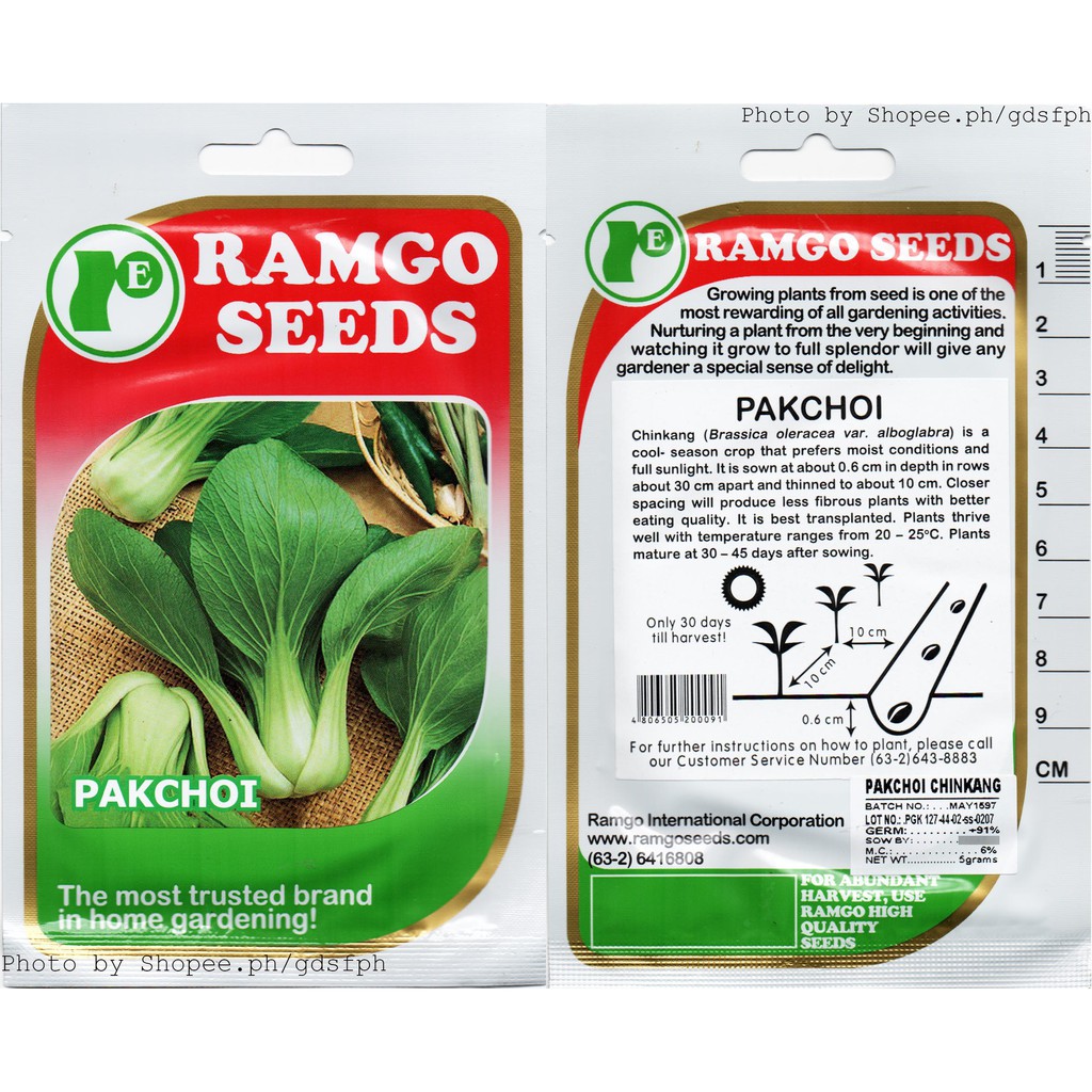 Ramgo RPO Seeds Pakchoi Chinkang 5g (Original Pack) GDSFPH_S4 | Shopee ...