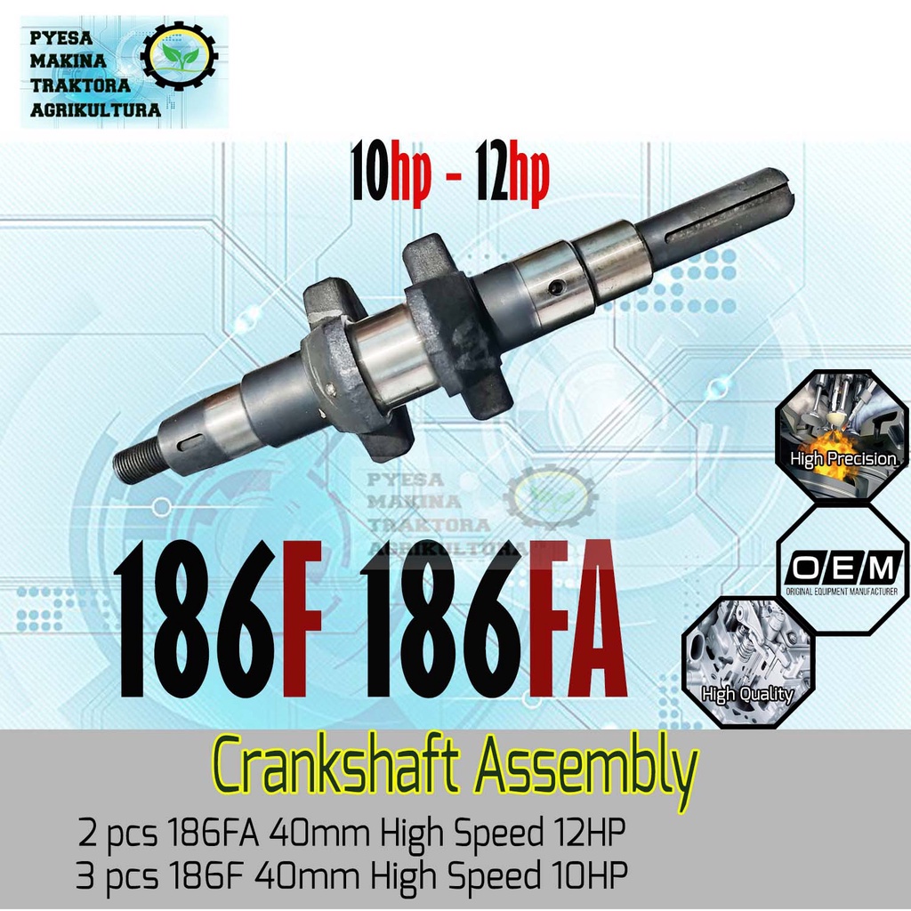 Crankshaft Assembly Assy 186F 10hp and 186FA 12hp High Speed 40mm ...