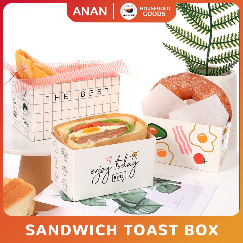 50PCS Toast Paper Box Egg Drop Sandwich Box Bread Holder Korean Cake ...