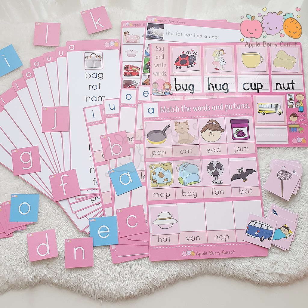 BASIC PHONICS CVC EQUAL MONTESSORI PINK SERIES | Shopee Philippines