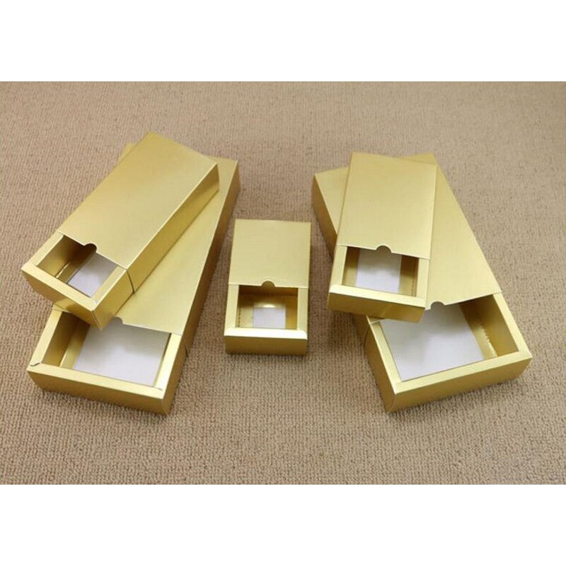 10pcs Slide Drawer Box Gold/Silver/Black/White/Kraft Carton Packaging ...