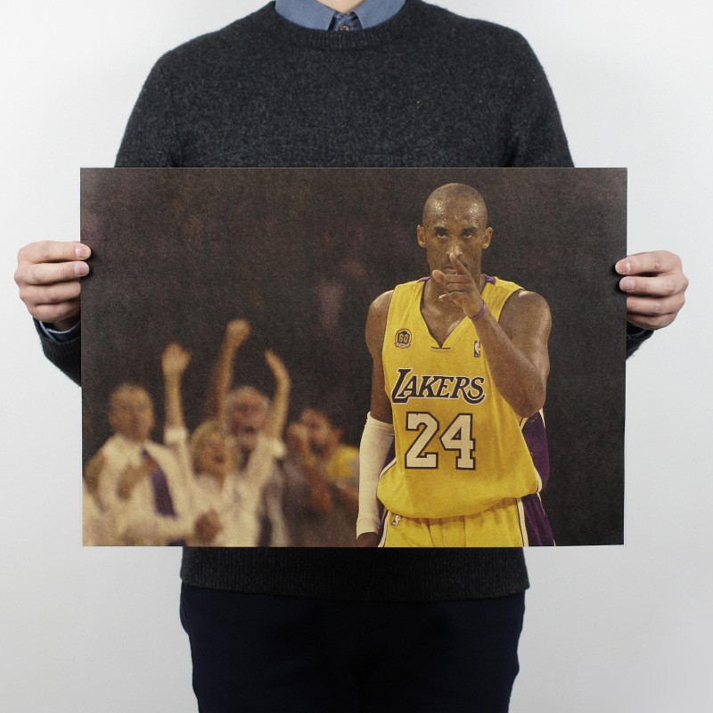 NBA star poster Kobe Bryant basketball retro kraft paper poster ...