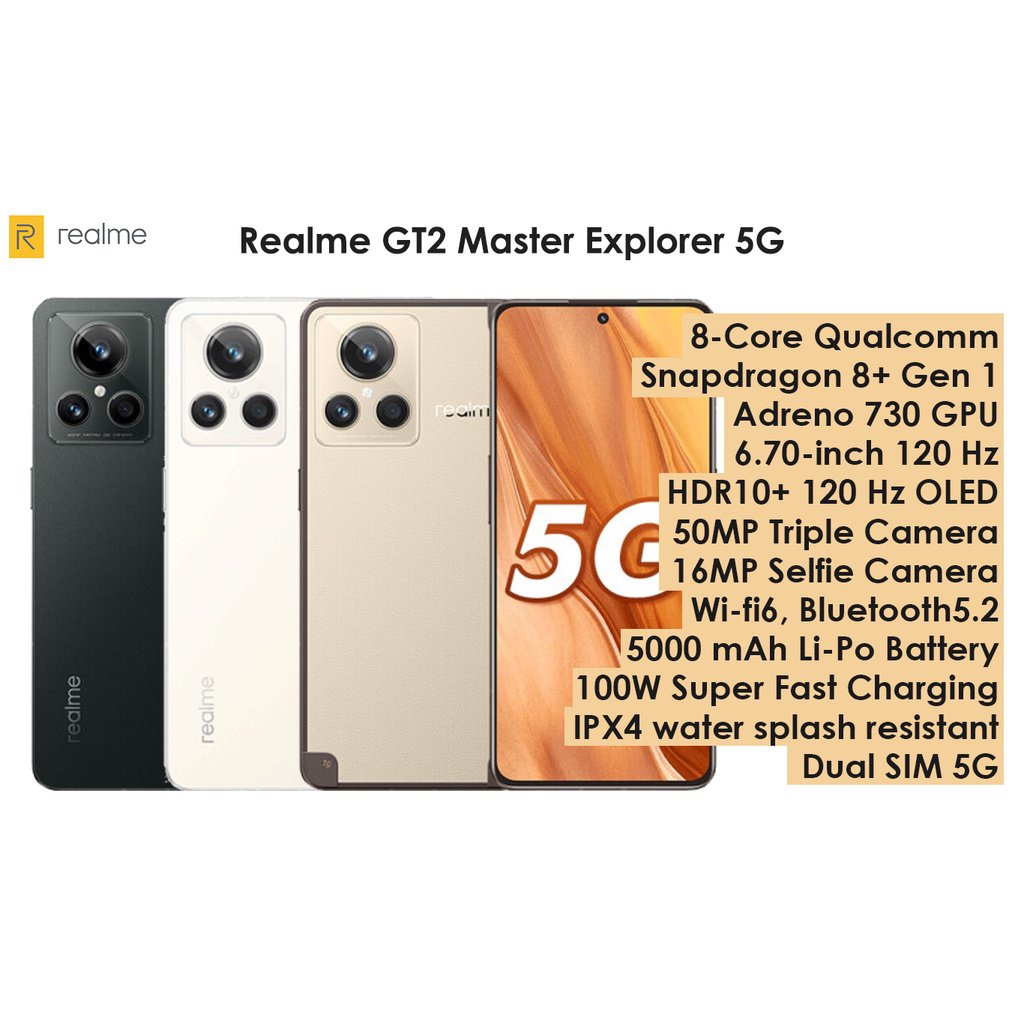 Realme GT / GT2 Master Explorer 5G | Snapdragon 8 Gen 1 | 50MP Triple ...