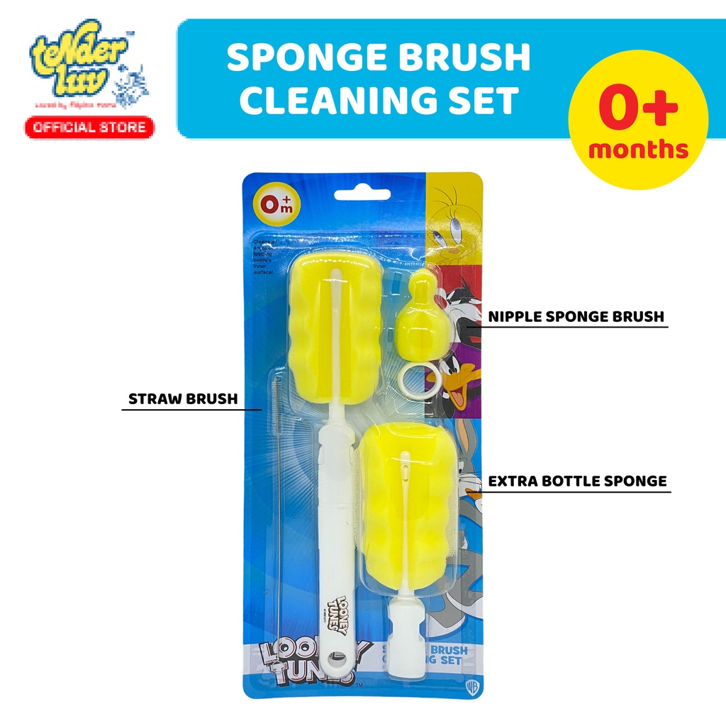 Looney Tunes Baby Bottle Sponge Brush and Straw Cleaning Set | Shopee ...