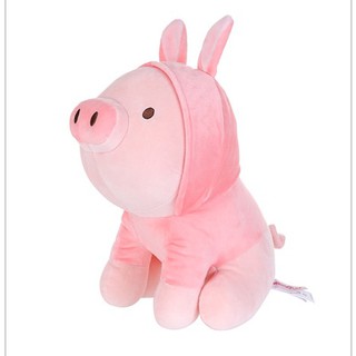 Miniso Sitting Piglet Pig Plush Toy with Hoodie Bee/Cow/Dinosaur/Rabbit ...