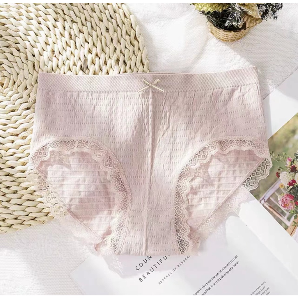 SF Plus Size Seamless Cherish Panty Antibacterial Panties Cheries Panty Bubble Mid-wais panties ...